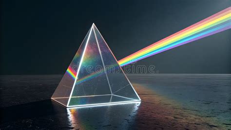 Glass Prism Refracting Light Into Rainbow Colors Spectrum Stock