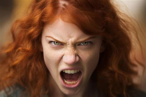 Premium Photo Fiery Redhead Expressing Anger
