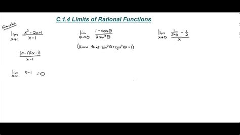 Finding Limits Of Rational Functions Quadratic And Trig Examples Youtube