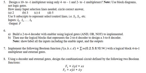 Solved 5 Design A 10 To 1 Multiplexer Using Only 4 To 1