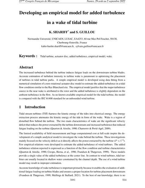 Pdf Developing An Empirical Model For Added Turbulence In A Wake Of