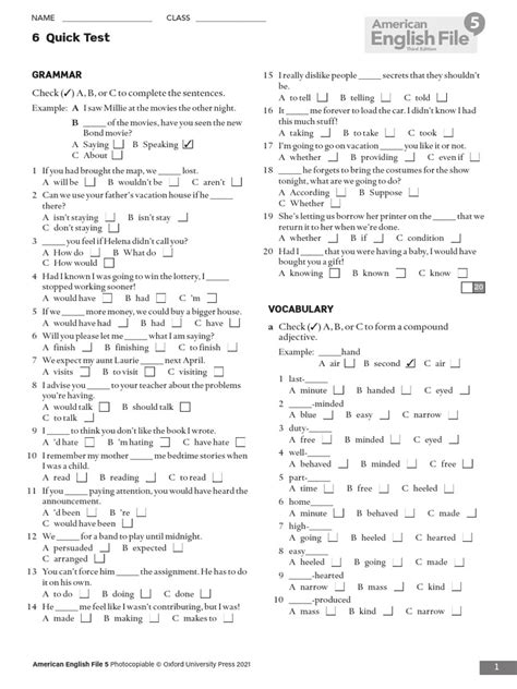 Aef3e L5 File6 Quicktest Pdf Linguistics