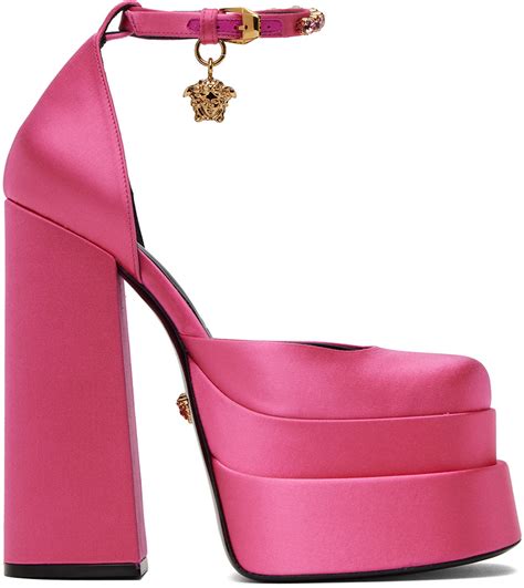 Versace Pink Medusa Aevitas Platform Heels Versace