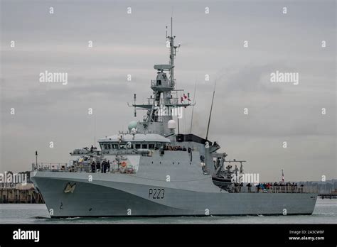 The Royal Navy Batch 2 River Class Offshore Patrol Vessel Hms Medway P223 Seen Leaving
