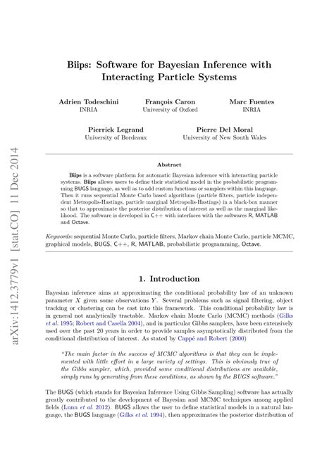 Pdf Biips Software For Bayesian Inference With Interacting Particle