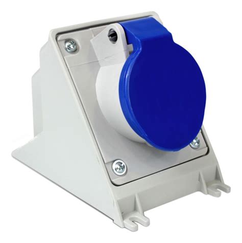 Tomada Industrial Fêmea 2pt 16a 220240v 6h Azul Steck Em Tomada