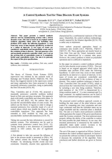 Pdf A Control Synthesis Tool For Time Discrete Event Systems