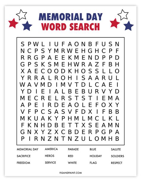 8 Free Printable Memorial Day Games And Activities Pjs And Paint