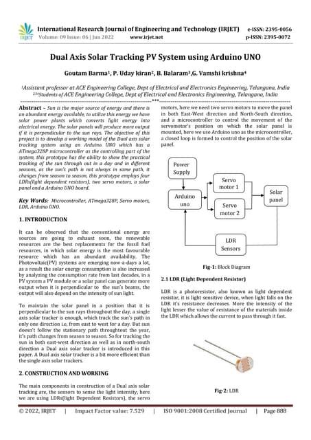 Dual Axis Solar Tracking Pv System Using Arduino Uno Pdf