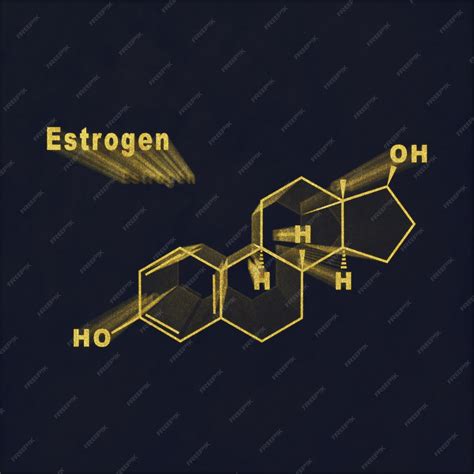 Гормон эстрогена структурная химическая формула золота на темном фоне ...