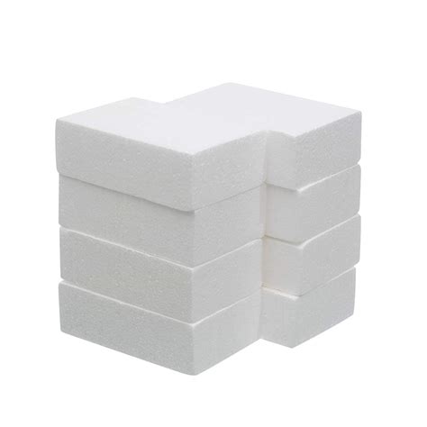 Crafare 8 Pack Craft Foam Blocks 8x4x2 Inch Polystyrene Brick Rectangle For Arts School Modeling