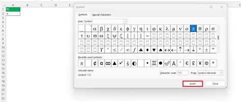 How To Insert The Pi Symbol π In Excel Myexcelonline
