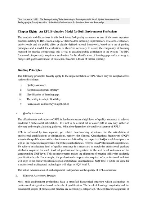 Pdf An Rpl Evaluation Model For Built Environment Professions