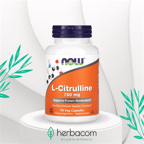 L-Citrulina, 750 Mg, 90 Capsule - Herbacom.ro