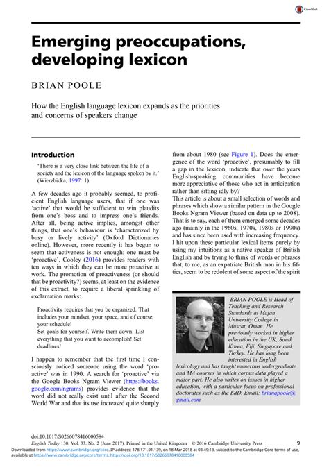 Pdf Emerging Preoccupations Developing Lexicon