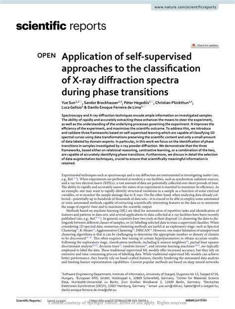 Pdf Application Of Self Supervised Approaches To The Classification Of X Ray Diffraction