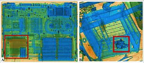 X Ray Security Imagery Of Exemplar Electronics Items With A Highlighted