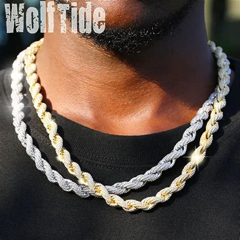 8mm Iced Out Cz Rapper Necklace Premium 18k Gold Plated Rope Chain