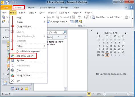 Where Is Import Export In Outlook 2010 2013 2016 2019 And 365