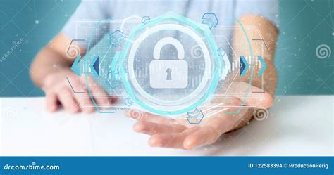 Man Holding A Shield Web Security Concept D Rendering Stock Photo Image Of Finger Holding