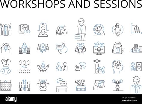 Workshops And Sessions Line Icons Collection Seminars And Lectures