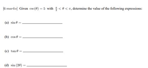 Solved marks Given csc θ with π