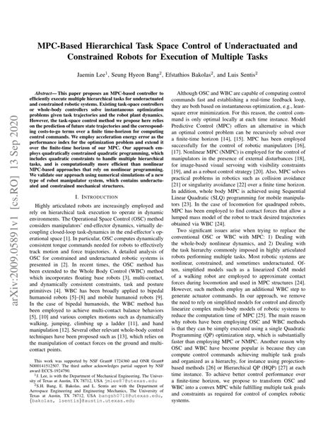 Pdf Mpc Based Hierarchical Task Space Control Of Underactuated And Constrained Robots For
