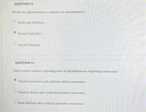 Solved Which Two Phytohormones Regulate Sex Determination
