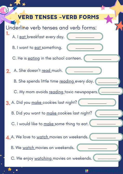 Verb Forms Verb Tenses Live Worksheets