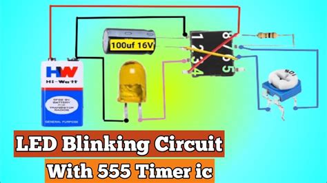 On Video How To Make 1 Led Blinking Circuit Using 555 Timer Ic Electrical And Electronics