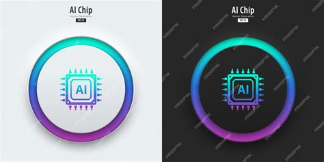 Ai 아이콘 미래의 인공지능 기호 마이크로 기호가 있는 버튼 세트 뉴모르피즘 스타일 Ui Ux 디자인 대규모 데이터 처리 데이터베이스 개념 터 일러스트레이션