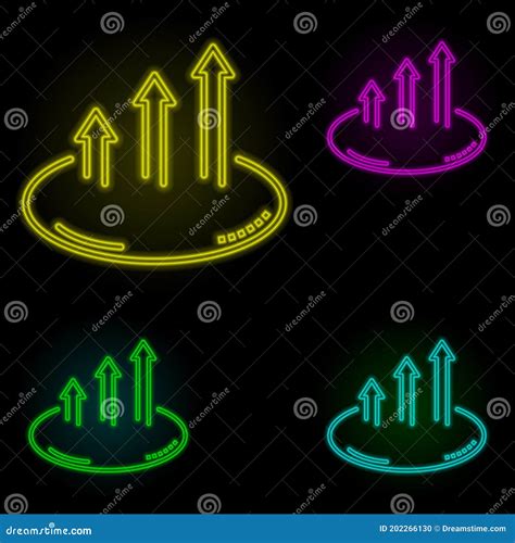 Arrow Circle Breaking Limits Icon Neon Color Set Icon Simple Thin Line Outline Of Business