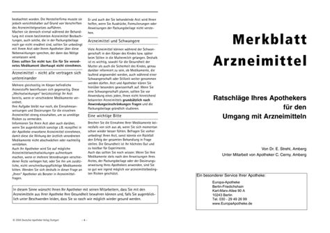 Merkblatt Arzneimittel