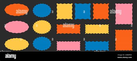 Wave Scalloped Edge Frames Set Trendy Silhouette Borders With Zigzag Wavy Edges Stock Vector