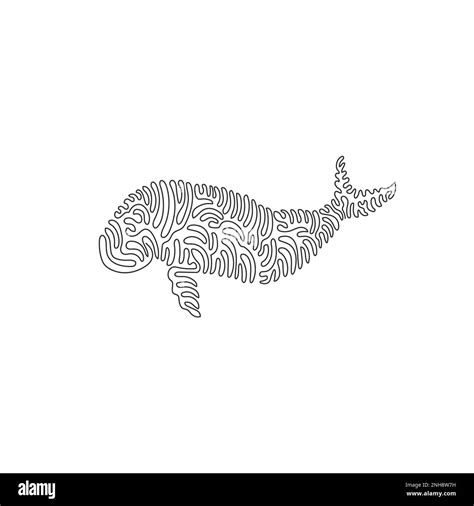 Continuous Curve One Line Drawing Of Adorable Dugong Abstract Art Single Line Editable Stroke