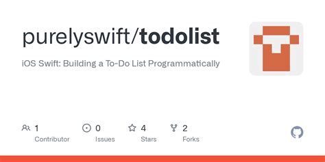 Github Purelyswift Todolist Ios Swift Building A To Do List Programmatically