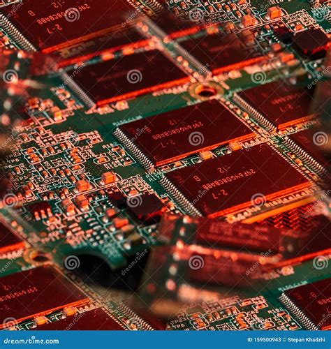 seamless pattern various chips digital boards components of technical