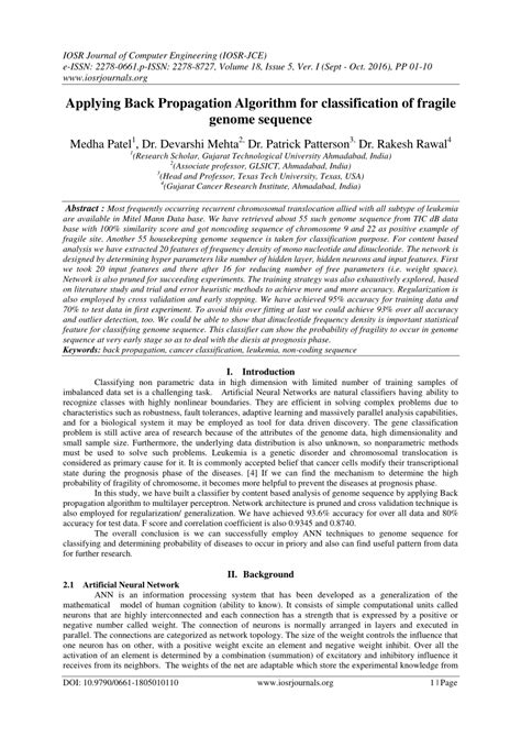 pdf applying back propagation algorithm for classification of fragile