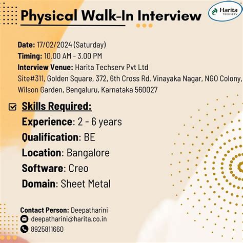 Kavitha V On Linkedin Hi Connections Walkin Interview On 17th Feb At Harita Tech