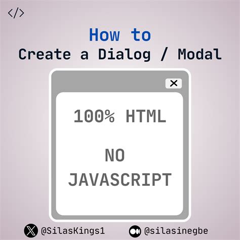 How To Create A Dialogmodal With Html 1000 Javascript By Silas