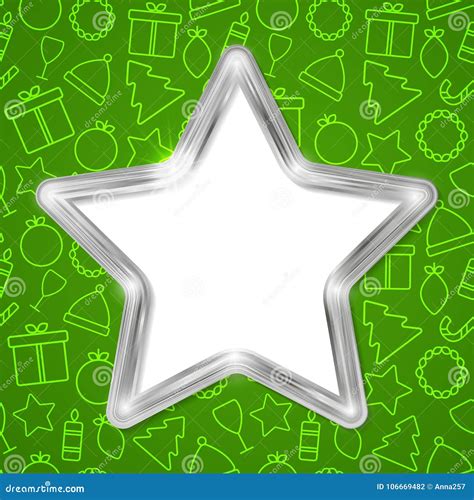 Abstract Glow Silver Star Frame Christmas Template Stock Vector Illustration Of Ball