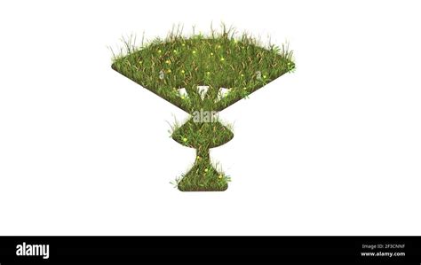 3d Rendered Grass Field With Colorful Flowers In Shape Of Symbol Of