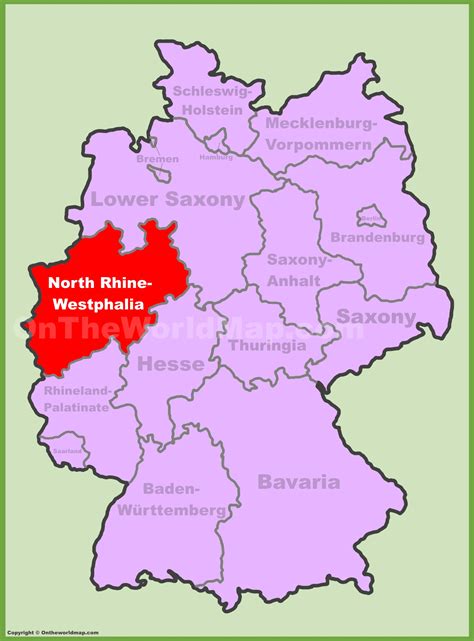 North Rhnorth Rhine Westphalia Location On The Germany Map