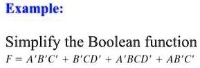 Example Simplify The Boolean Function F Ar Bcd Abcd Ab
