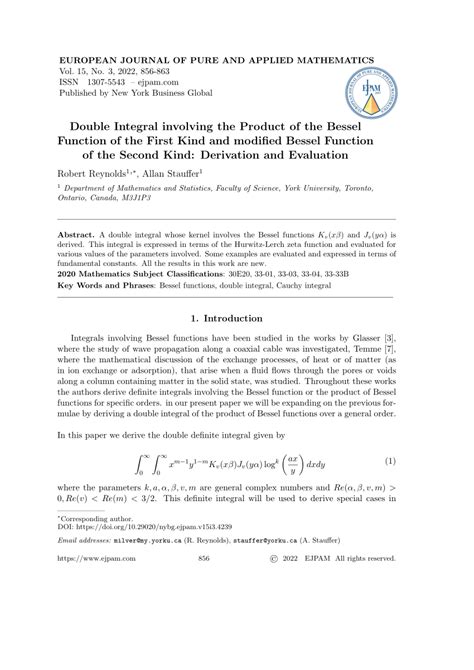 pdf double integral involving the product of the bessel function of