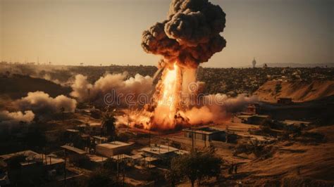 Rocket Explosion In The City Center Stock Illustration Illustration