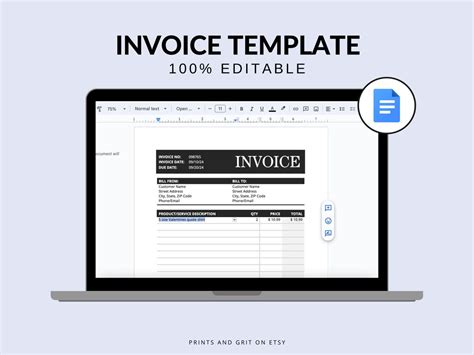 Printable Invoice Template Editable Invoice Template Business Invoice