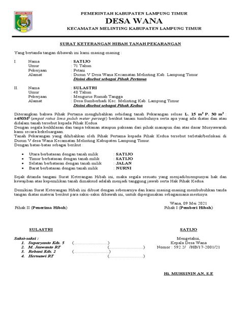 Contoh Surat Hibah Pdf