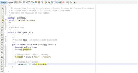 belajar program java percabangan if elseif dengan operator ternary dan