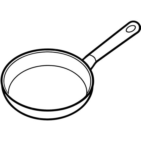 Frying Pan Outline Coloring Book Page Line Art Drawing Premium Ai